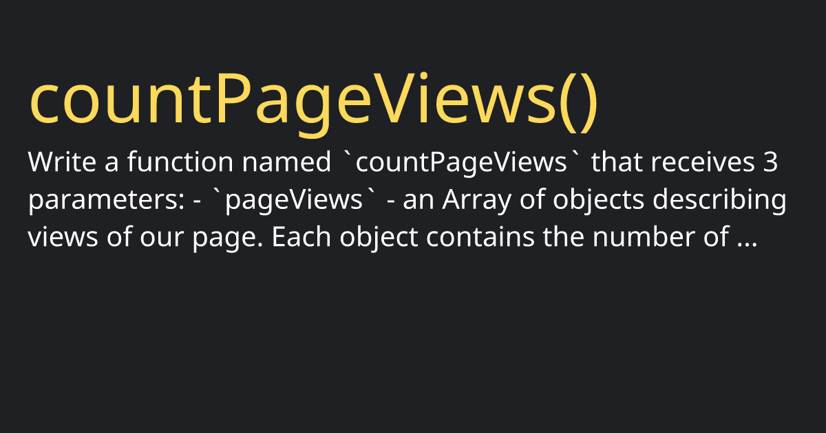 countPageViews | 100 JS Functions countPageViews | 100 JS Functions