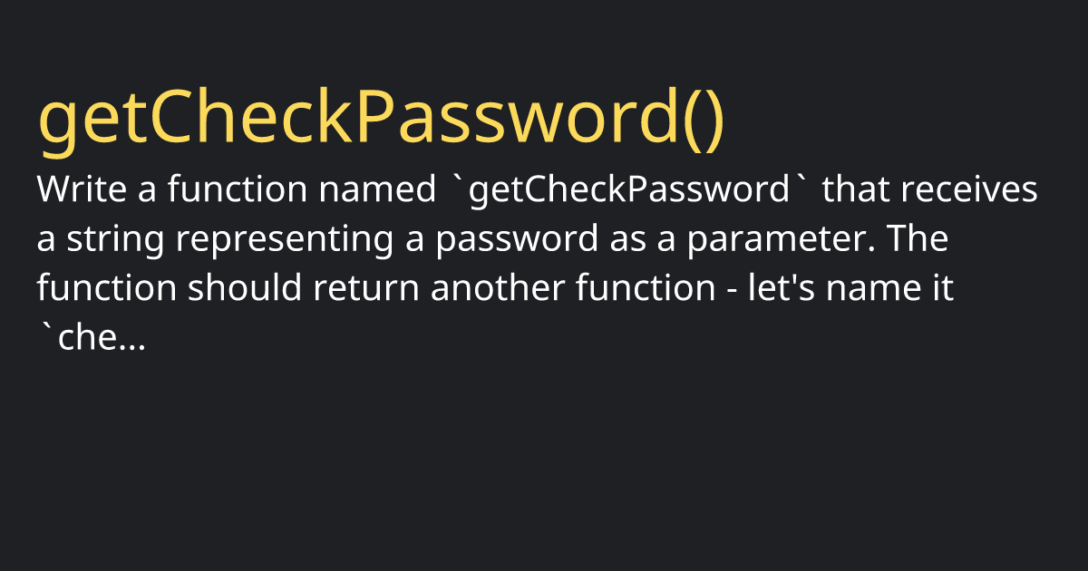 getCheckPassword | 100 JS Functions